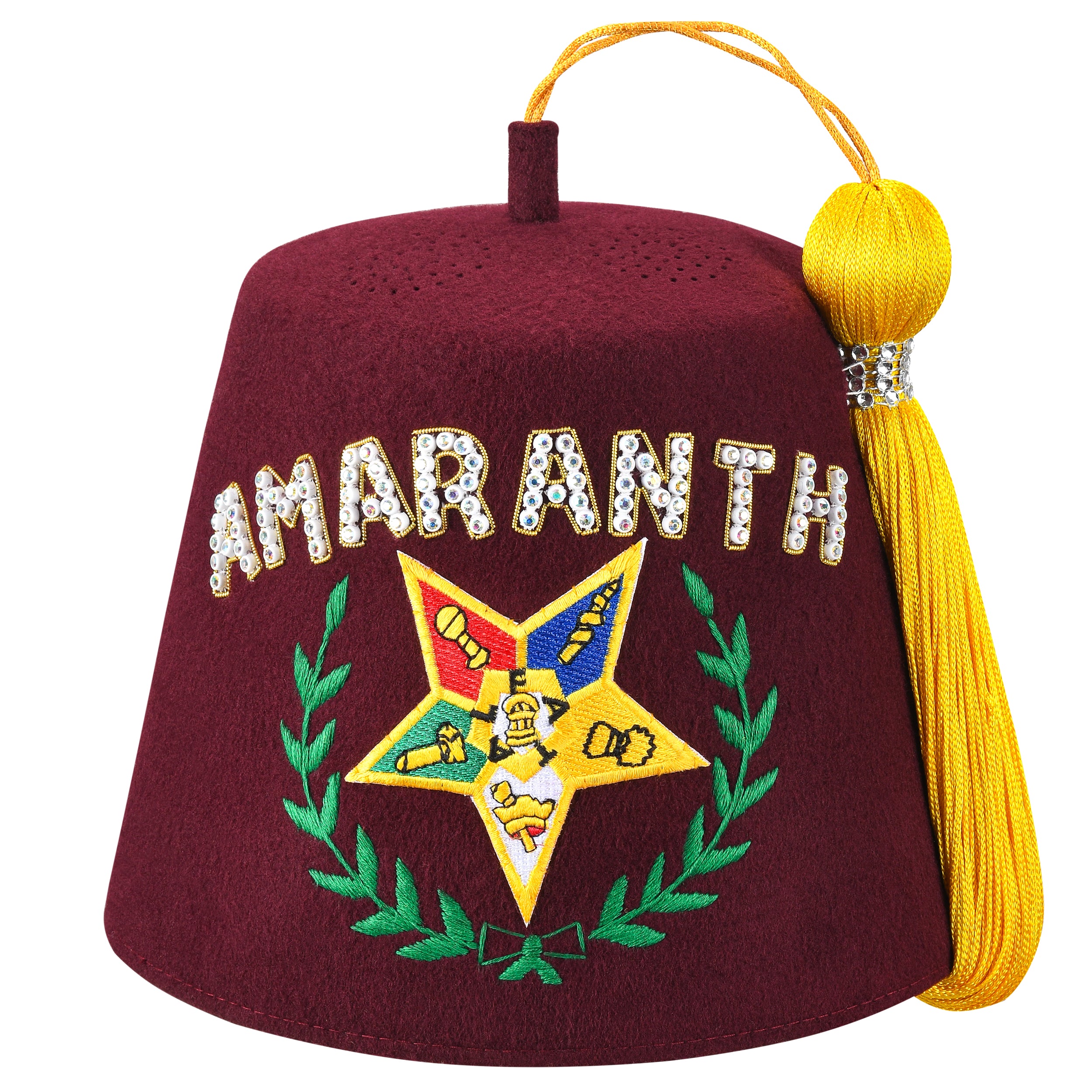 Order of The Amaranth Fez Hat - OES Star Rhinestones | Bricks Masons